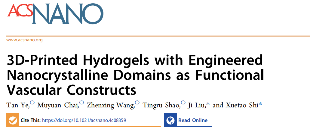 行业新知|华工施雪涛、南科大刘吉《ACS Nano》: 3D打印强韧PVA基水凝胶构建功能性血管结构 | 新闻资讯 | 微纳视界 - 微纳制造综合服务信息网